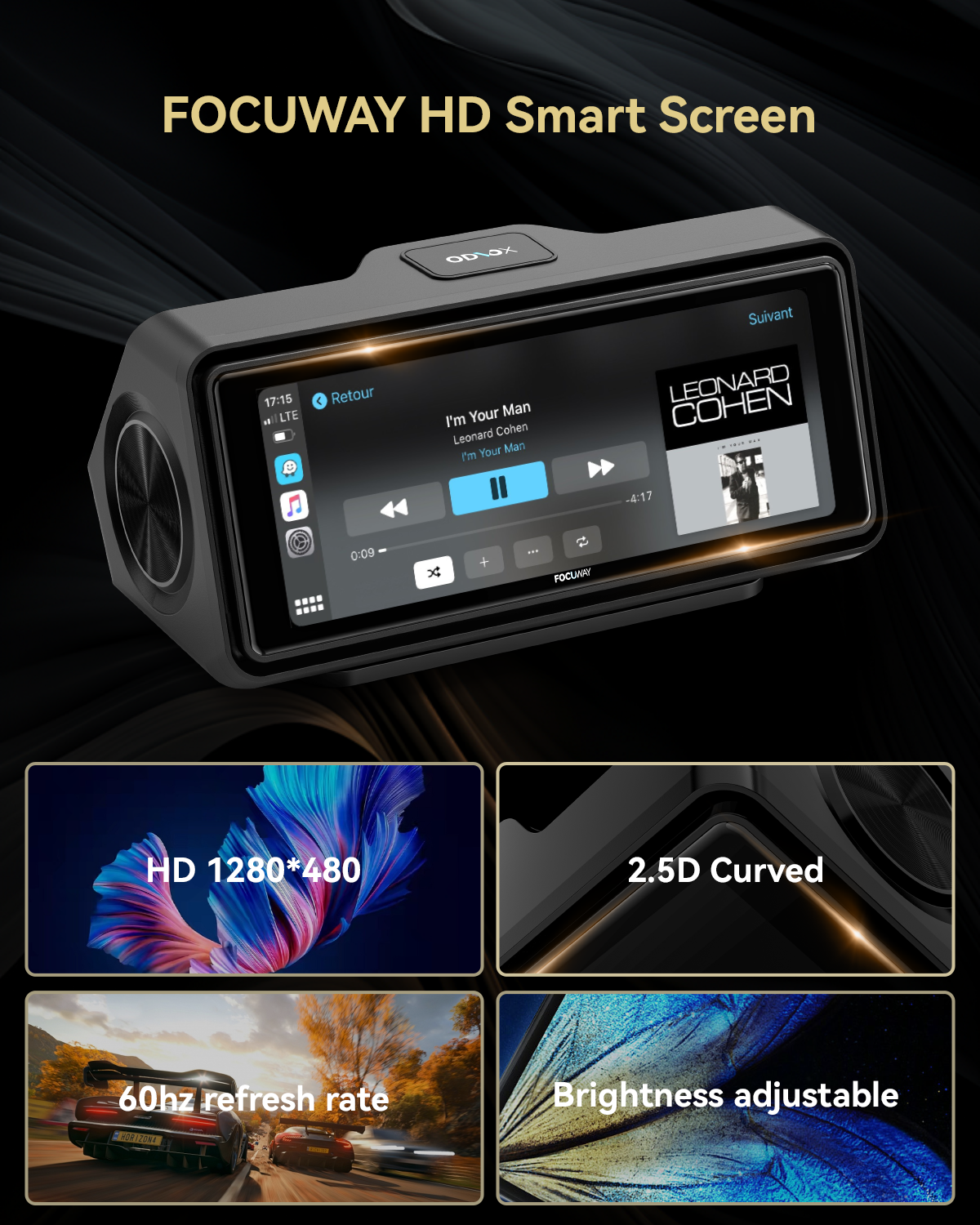 Focuway Portable Smartscreen HiFi Stereo, Built-in Customized Speakers ...