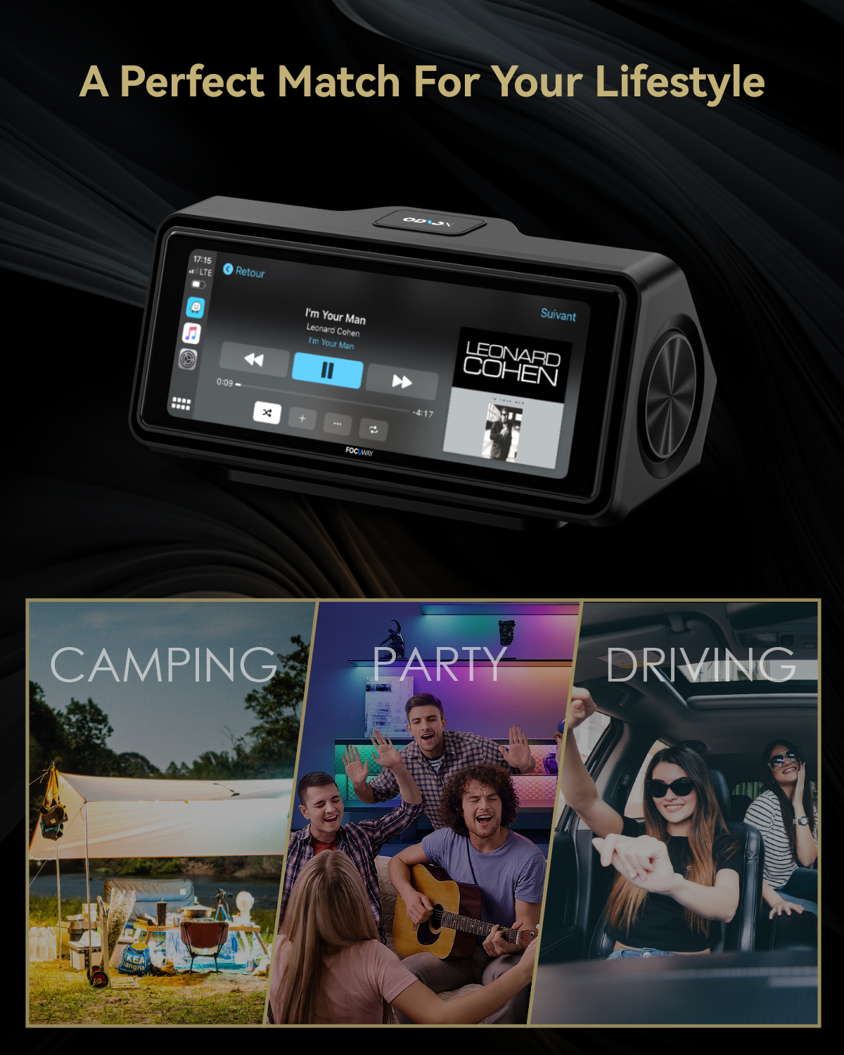 Focuway Portable Smartscreen HiFi Stereo, Built-in Customized Speakers ...