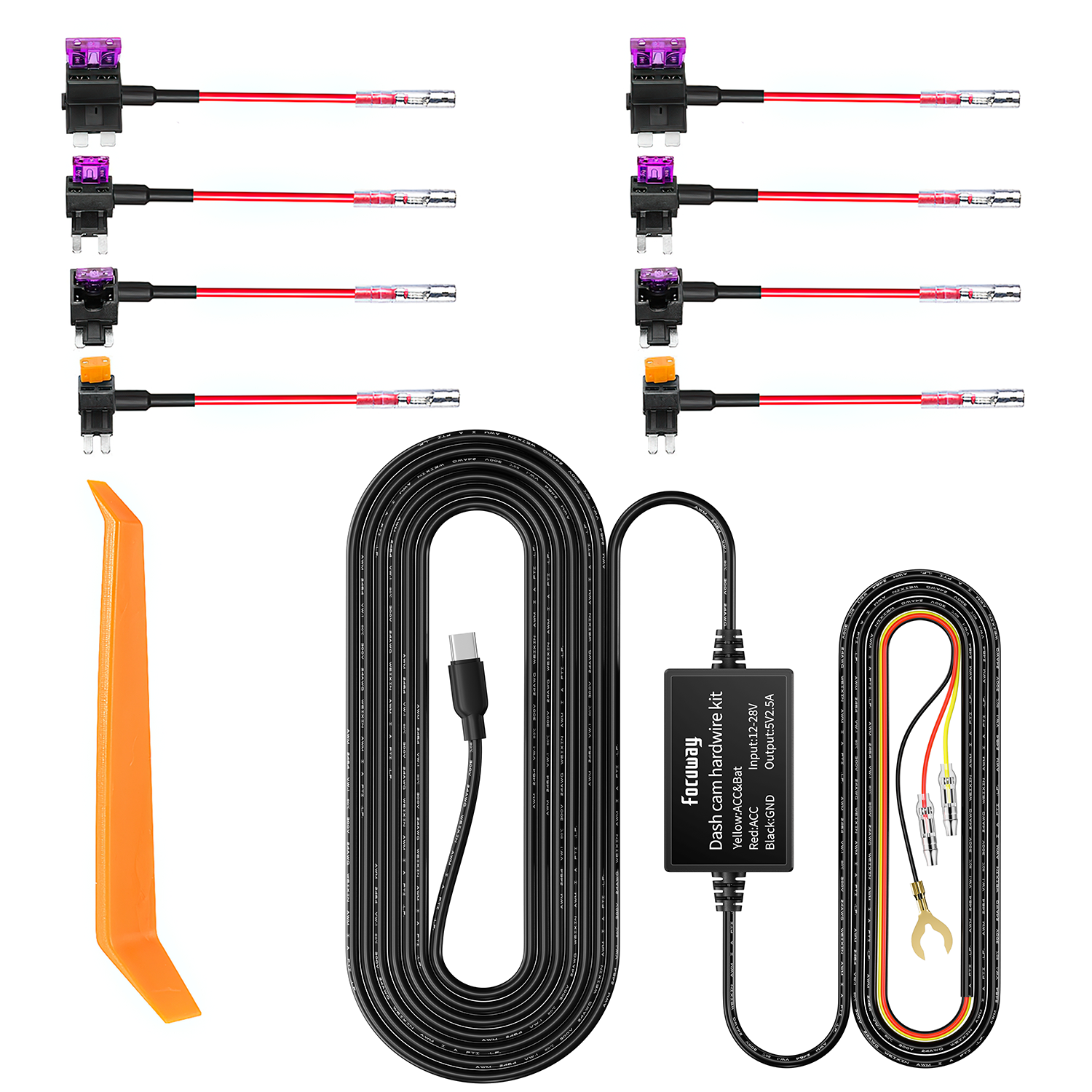 Focuway Hardwire Kit for T5, T6, D2 Duo, L7 Dash Cam– focuway
